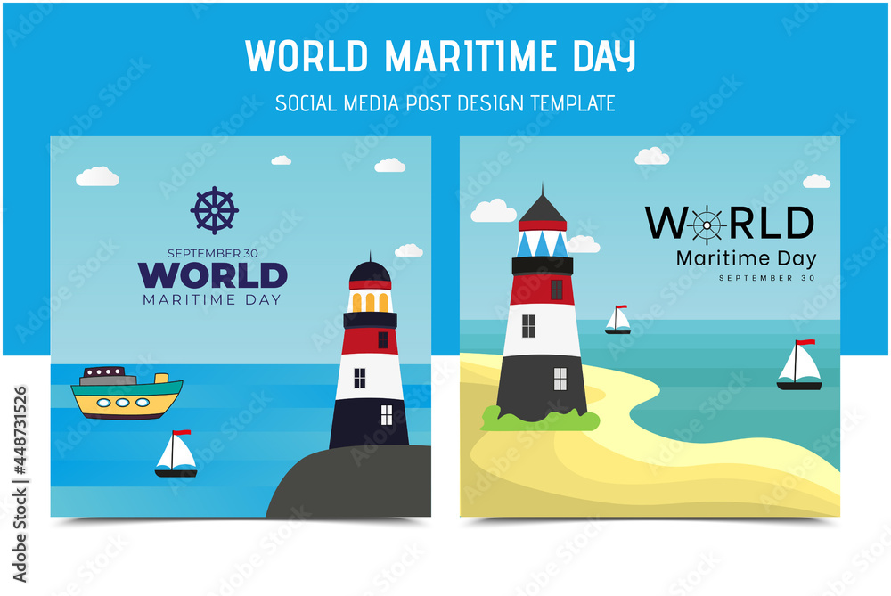 World Maritime Day Social Media Post Design Template, Facebook ...