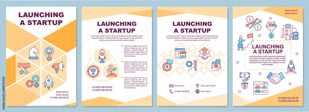 Launching startup brochure template. Business development. Flyer ...