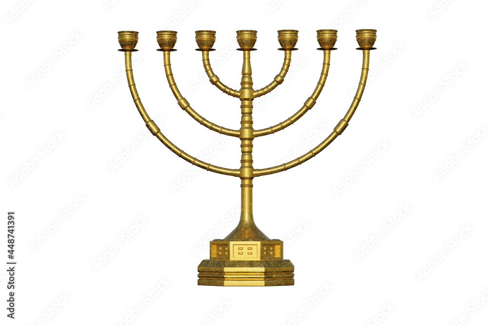 Ancient menora isolated on white background. 3D render Stock ...