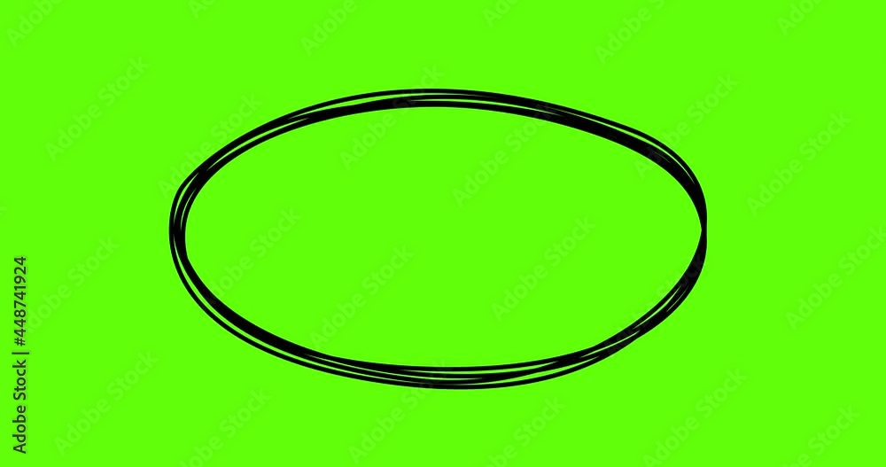 Animation of a sketch of a hand-drawn ellipse. 4K animation. Green ...