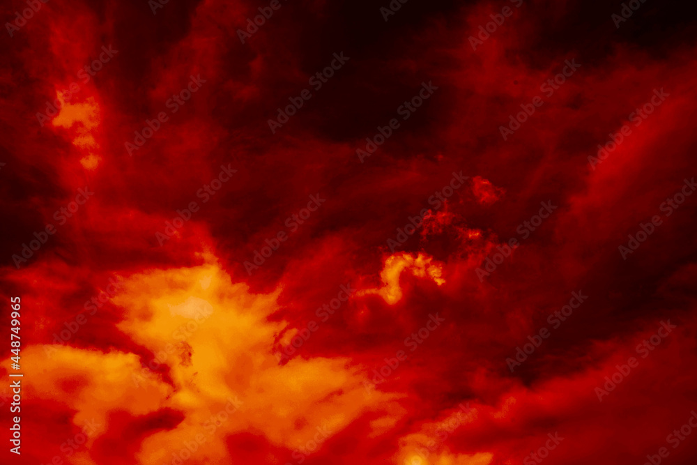 Fiery red dramatic sky. Fire, war, explosion, catastrophe, flame ...