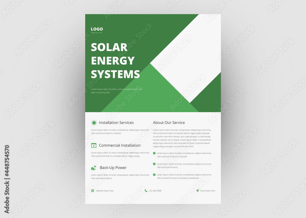 Solar energy flyer template. Save energy poster leaflet design. Go ...