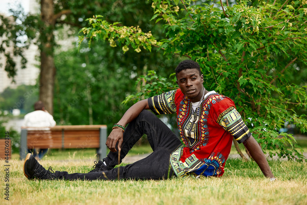 An African man in South African national clothes, a black young man ...