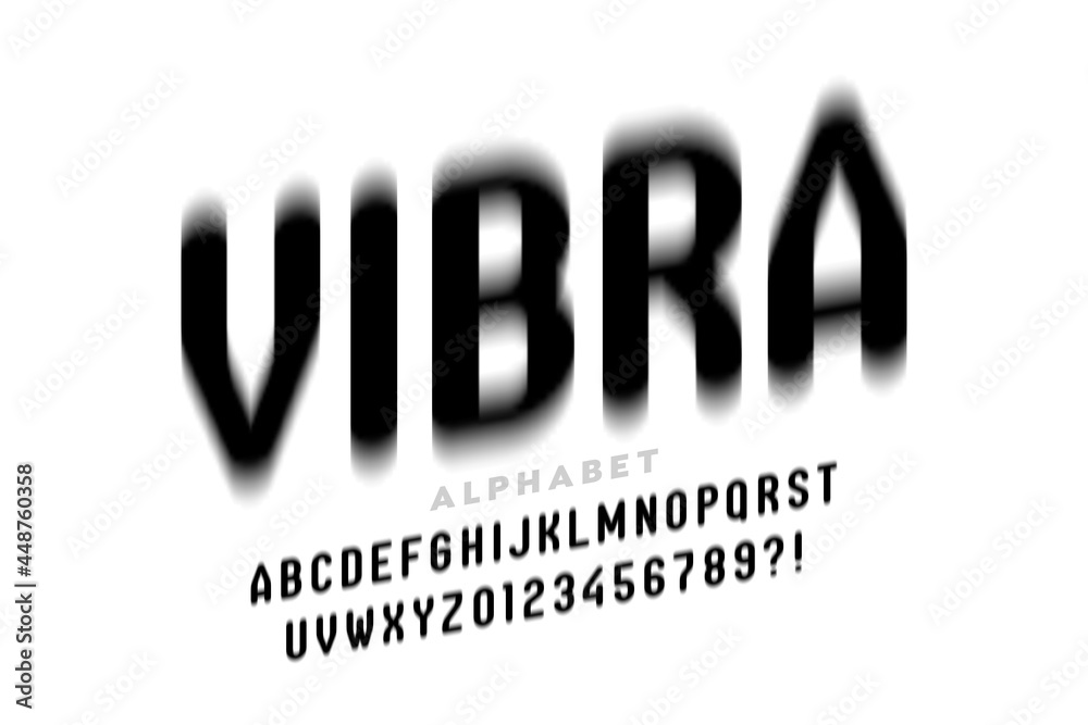 Vibrate style font design, alphabet letters and numbers vector ...