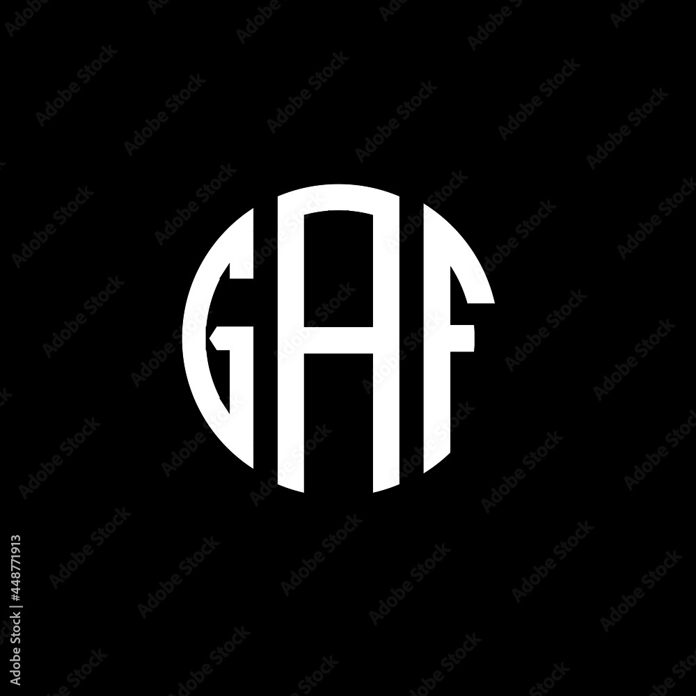 GAF letter logo design. GAF letter in circle shape. GAF Creative three ...