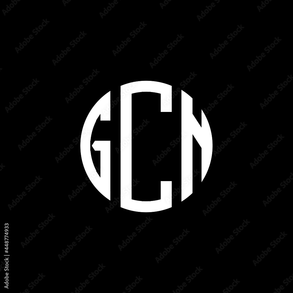 GCN letter logo design. GCN letter in circle shape. GCN Creative three ...