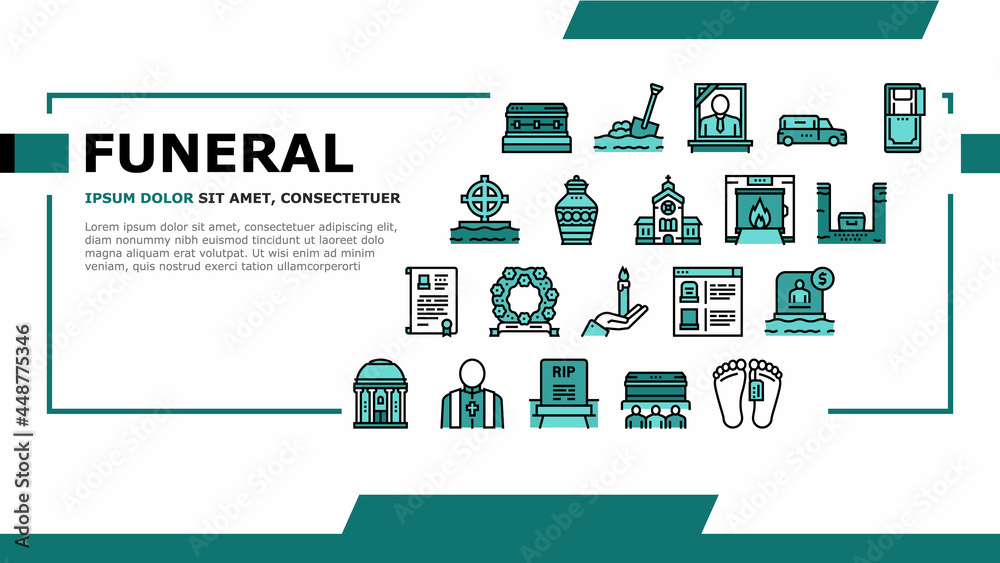 Funeral Burial Service Landing Web Page Header Banner Template Vector ...