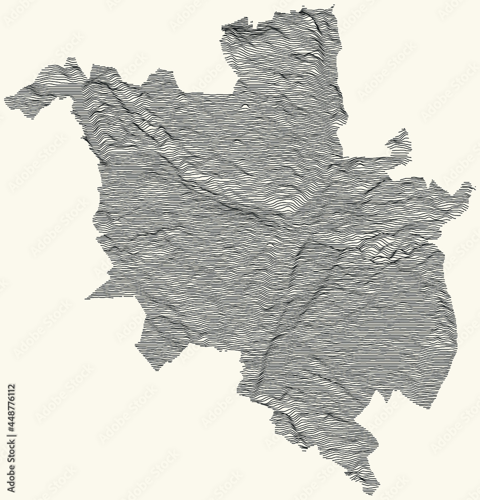 Topographic map of Poznan, Poland with black contour lines on beige ...