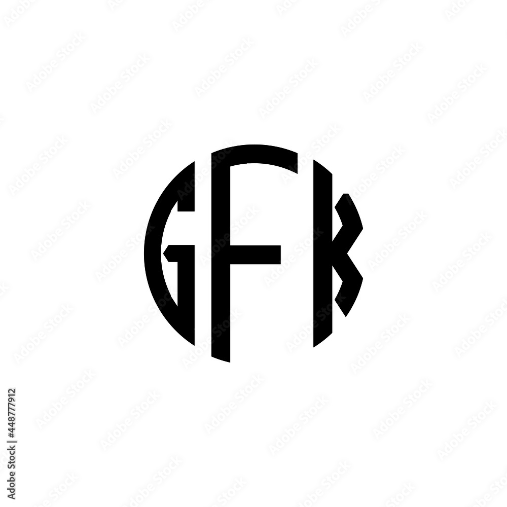 GFK letter logo design. GFK letter in circle shape. GFK Creative three ...
