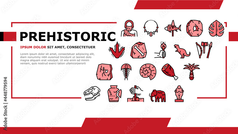 Prehistoric Period Landing Web Page Header Banner Template Vector ...