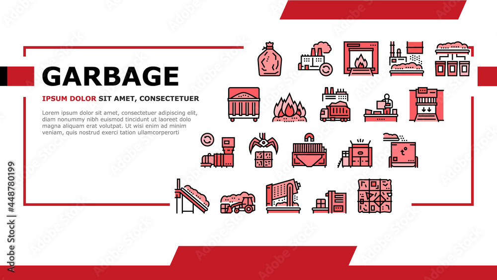 Factory Garbage Waste Landing Web Page Header Banner Template Vector ...