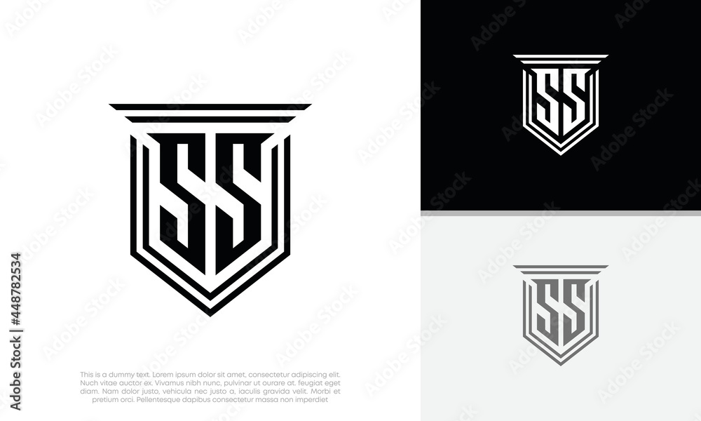 Initials SS logo design. Luxury shield letter logo design. Stock Vector ...