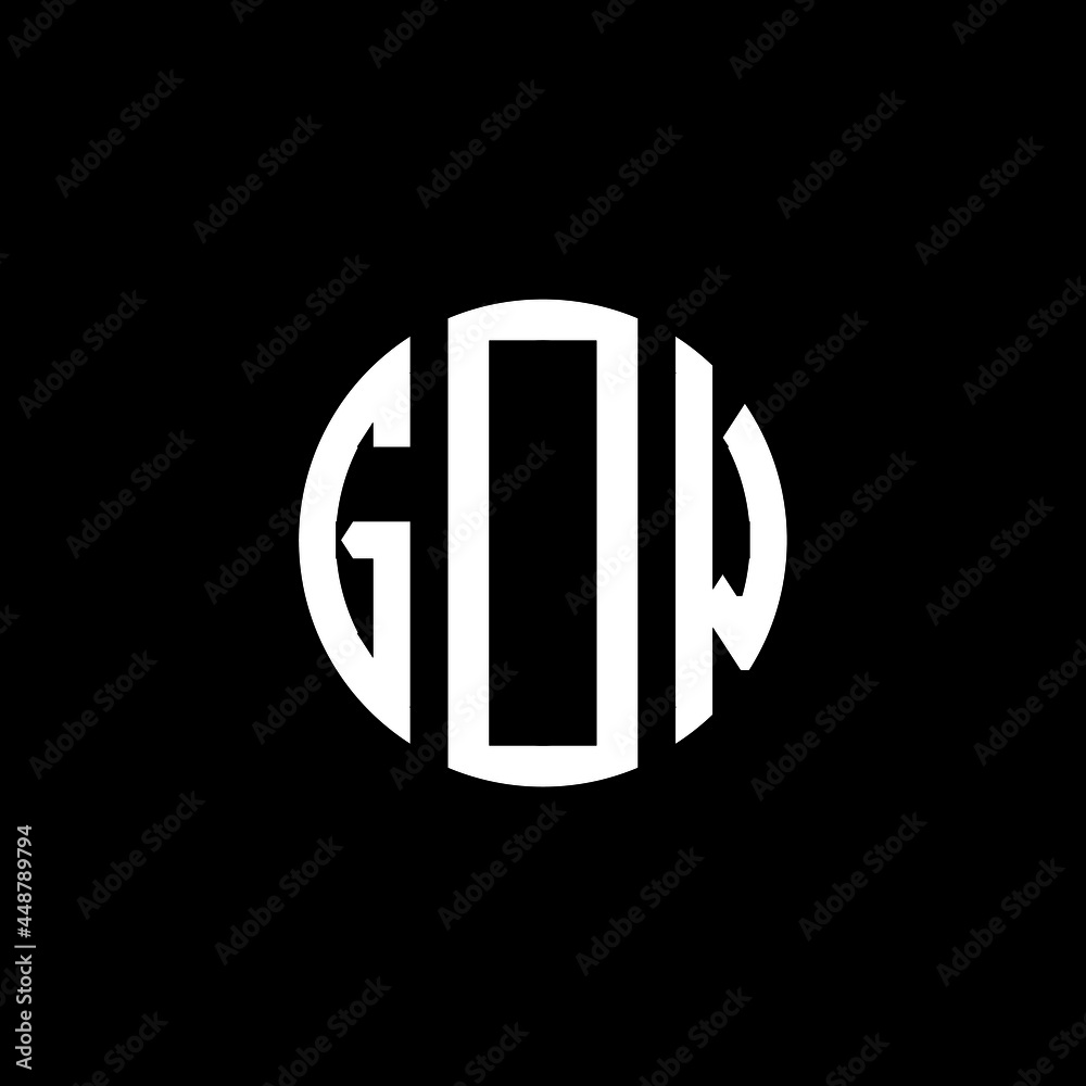 GOW letter logo design. GOW letter in circle shape. GOW Creative three ...