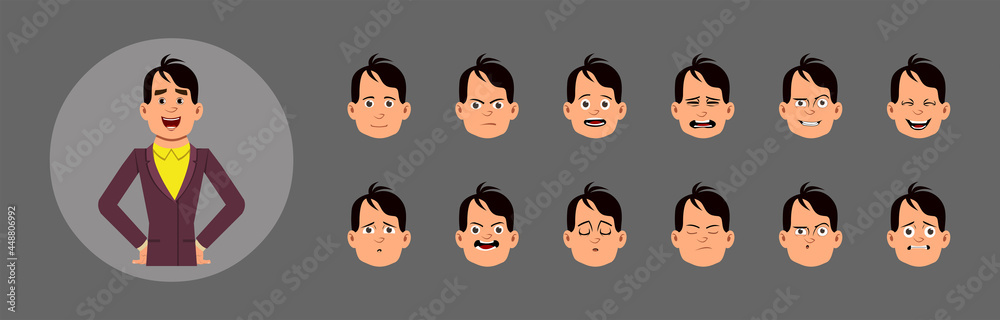 People with facial emotion set. Different facial emotions for custom ...