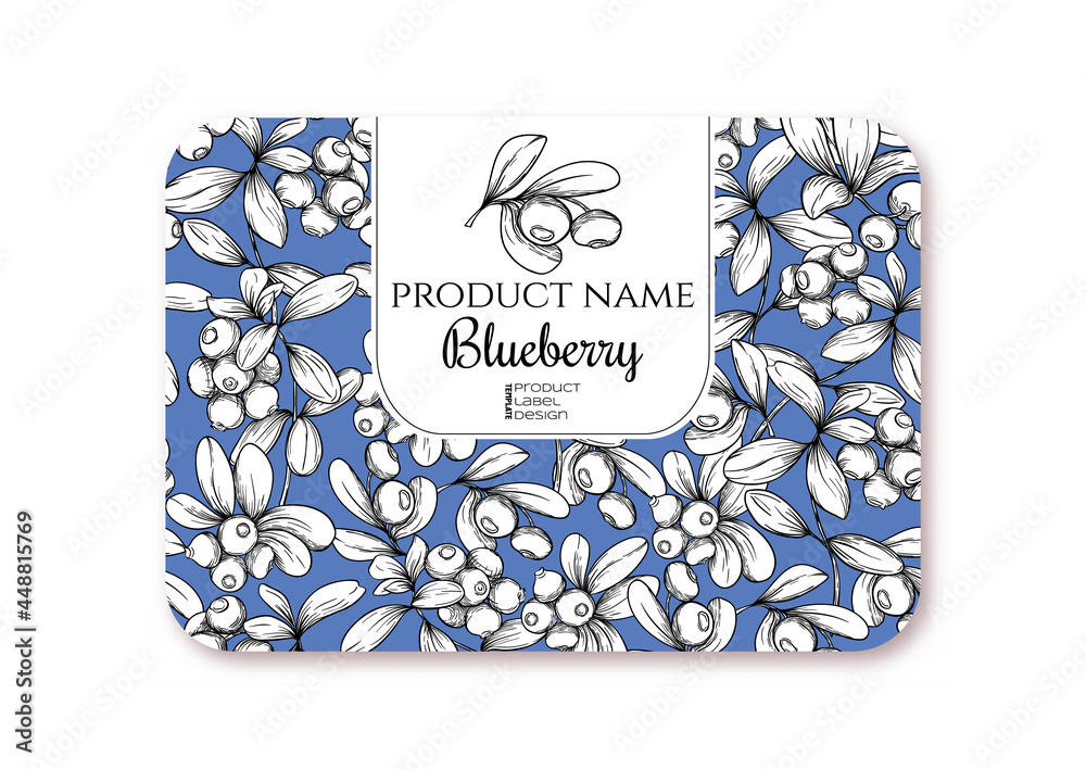 Blueberry Ripe berries. Template for product label, cosmetic packaging ...