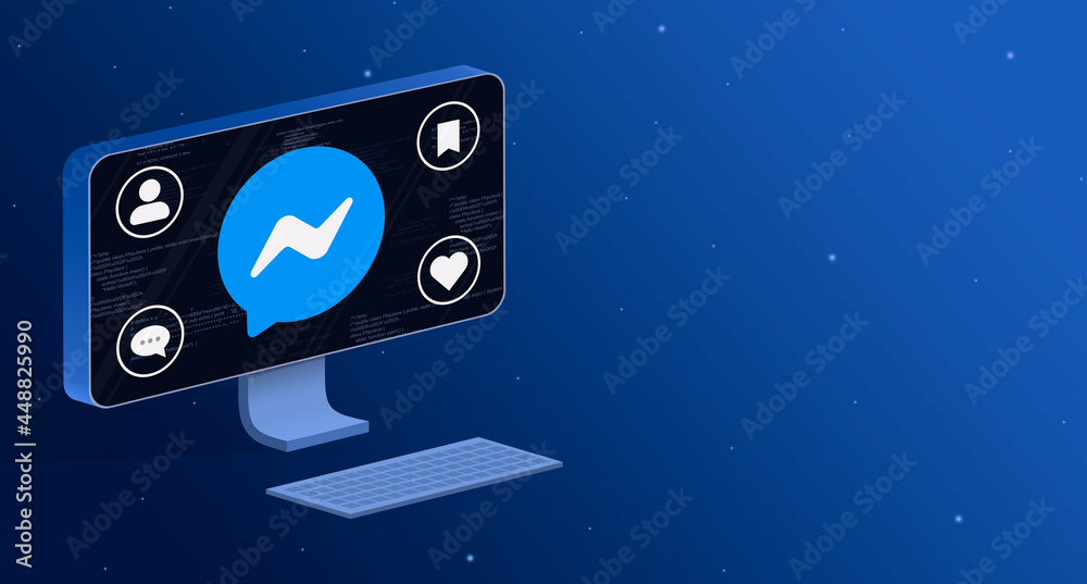 Foto de Messenger application icon on the computer screen with social ...