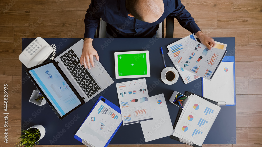 Top view of manager man planning management project brainstorming ...