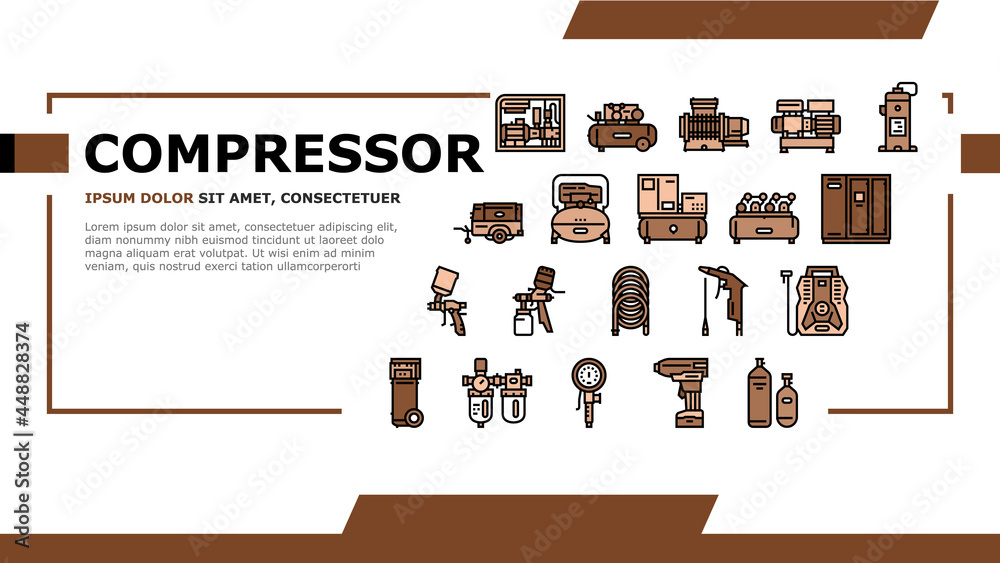 Air Compressor Tool Landing Web Page Header Banner Template Vector ...