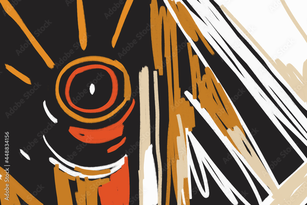 Abstract expressionism and action painting art with figure. Mixed art ...