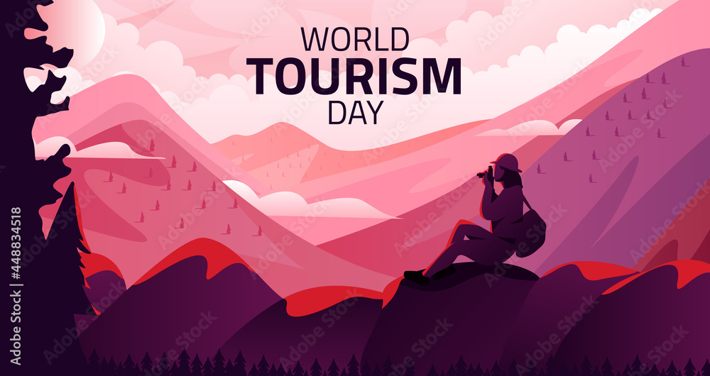 World tourism day background with mountain Stock Vector | Adobe Stock