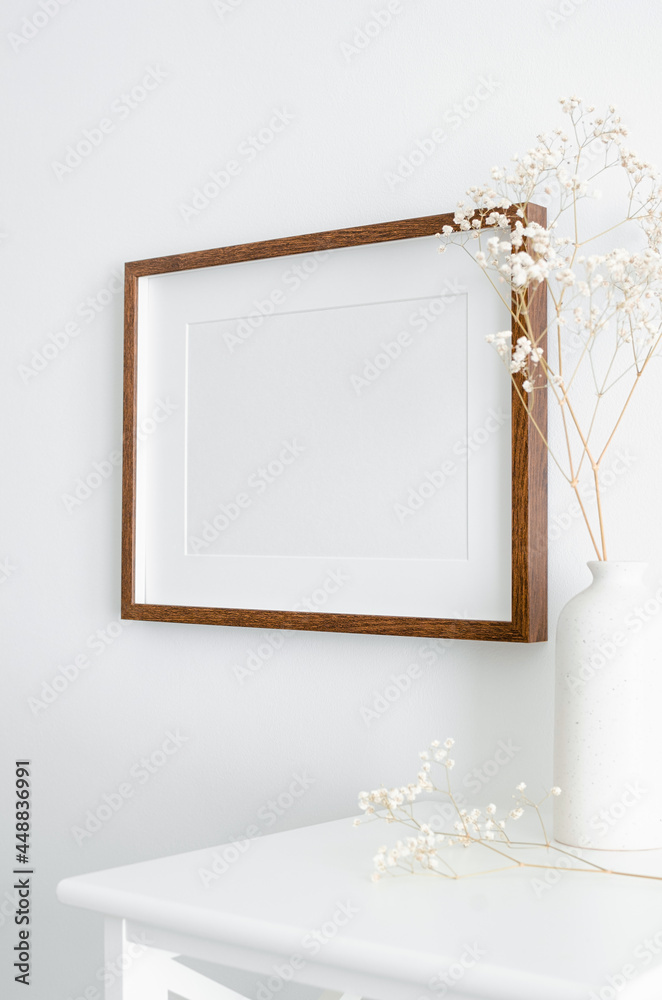 Horizontal passepartout frame mockup with copy space for artwork, photo ...