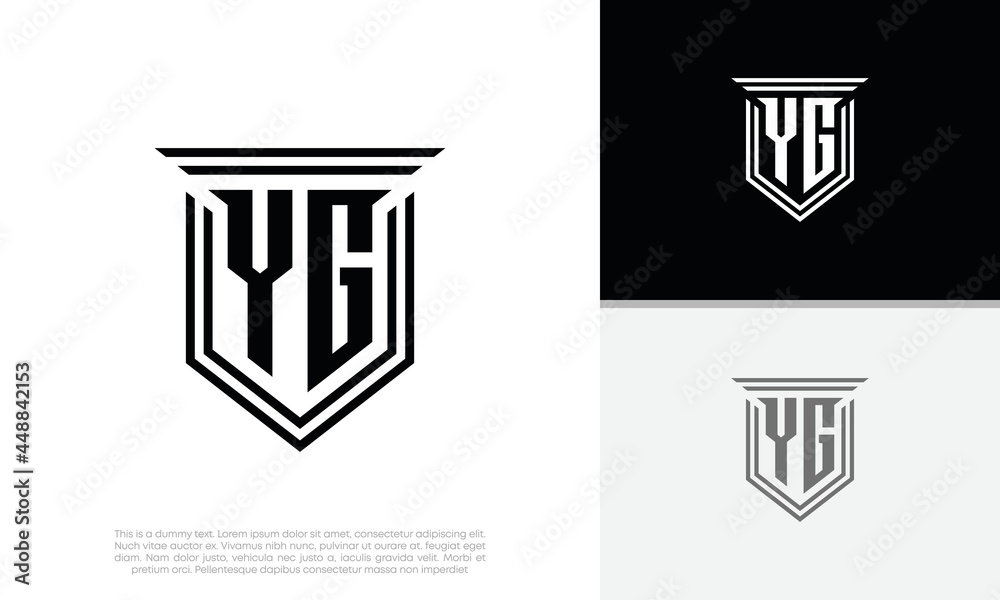 Initials YG logo design. Luxury shield letter logo design. Stock Vector ...