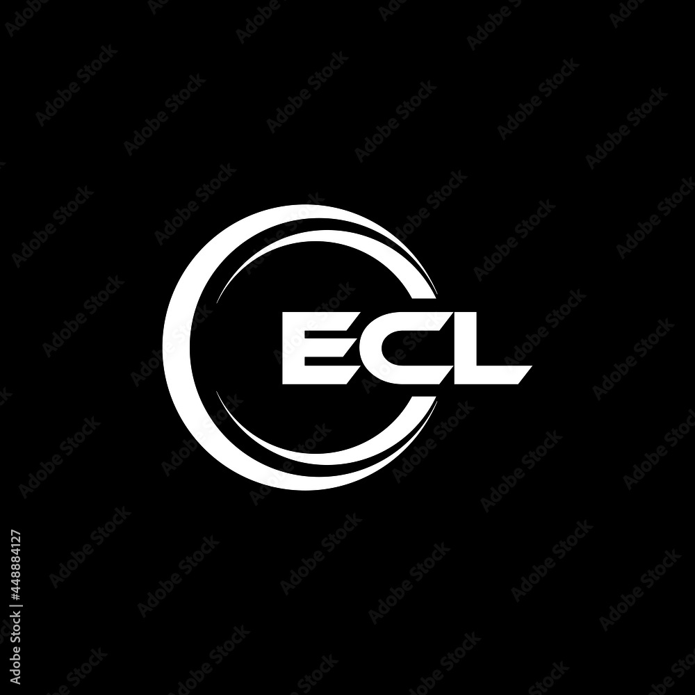 ECL letter logo design with black background in illustrator, vector ...
