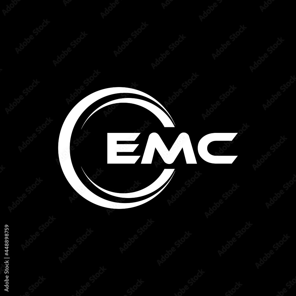 Vecteur Stock EMC letter logo design with black background in ...