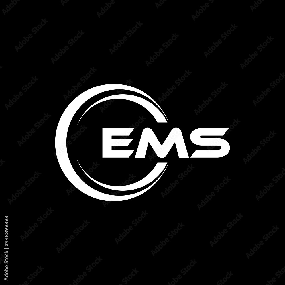 EMS letter logo design with black background in illustrator, vector ...