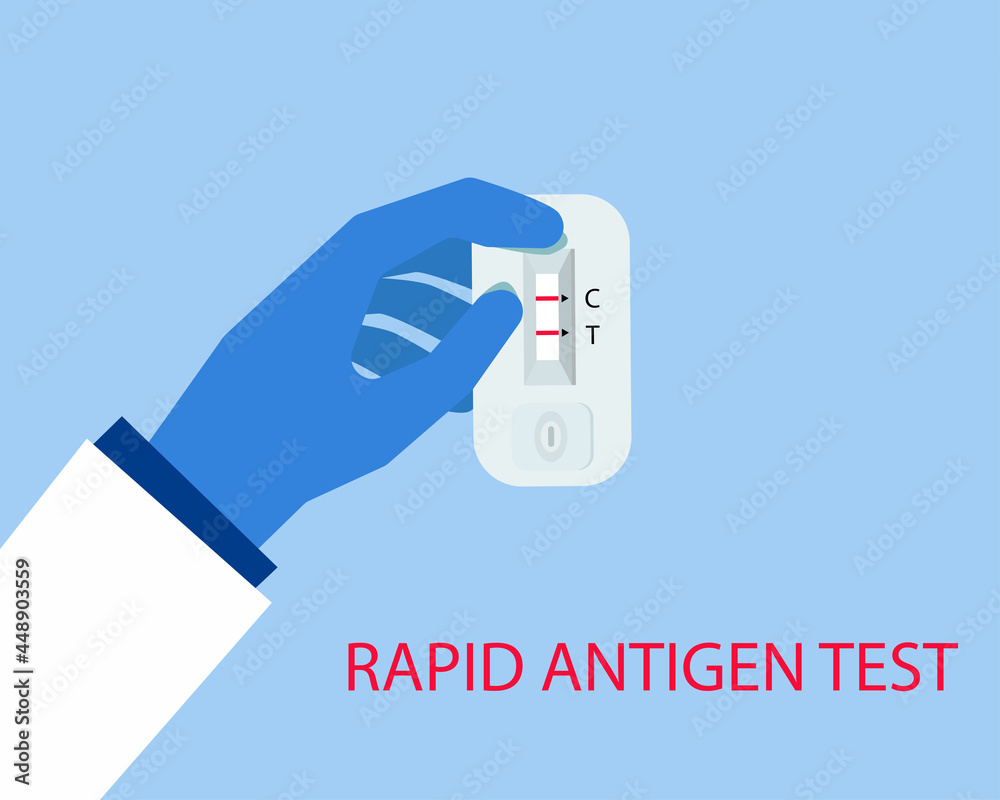 Rapid Antigen Test Kit concept. Covid-19 crisis. Cartoon vector style ...