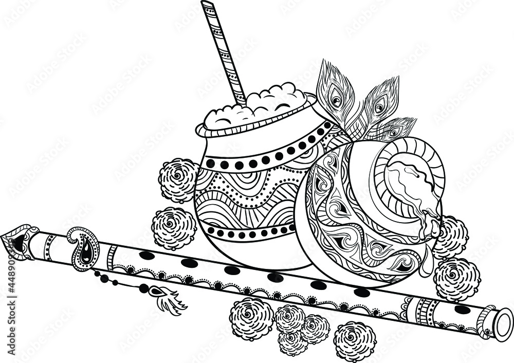 Indian Hinduism festival of Lord Krishna birh "Krishna Janmastmi" black ...