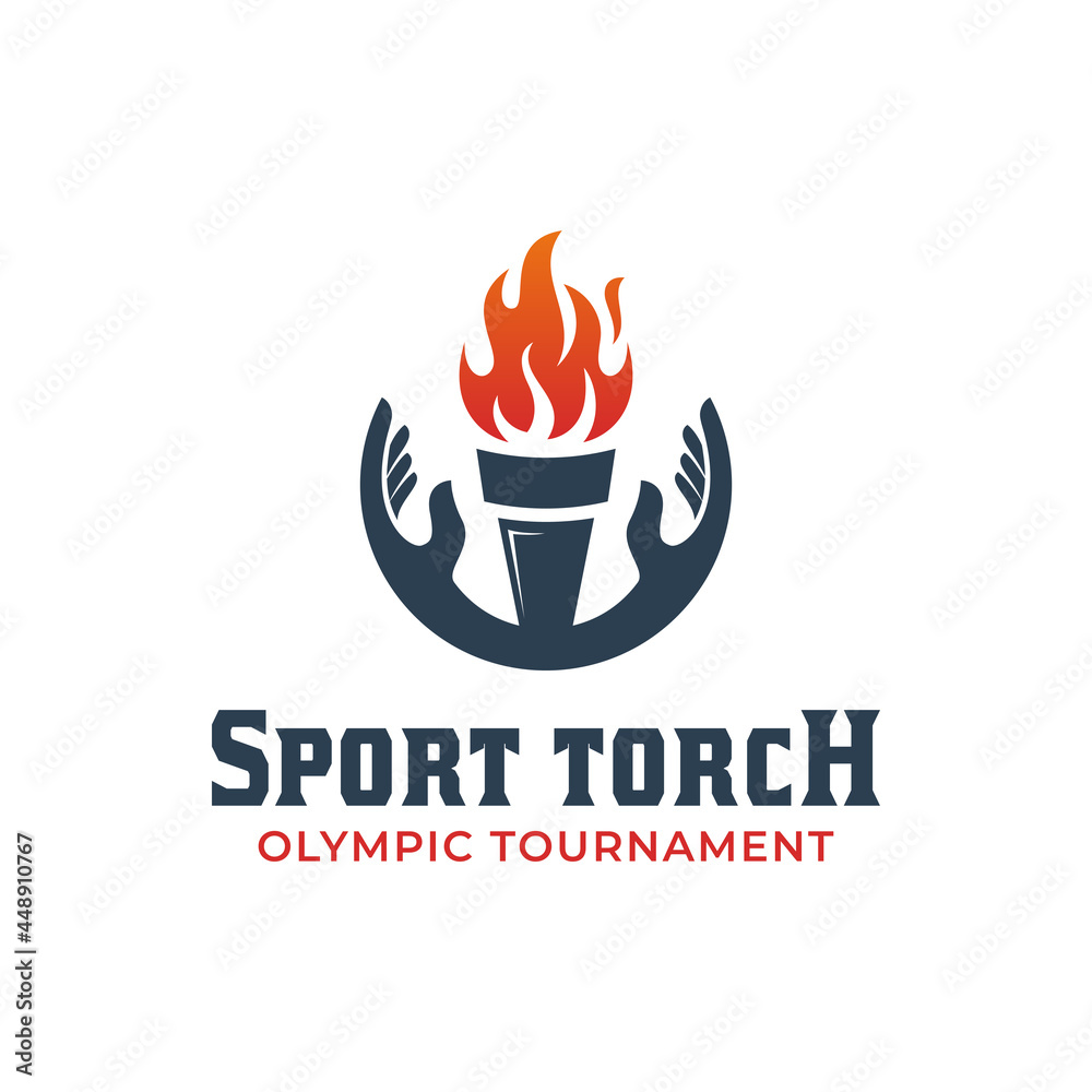 torch logo design of opening ceremony or olympic celebration success ...