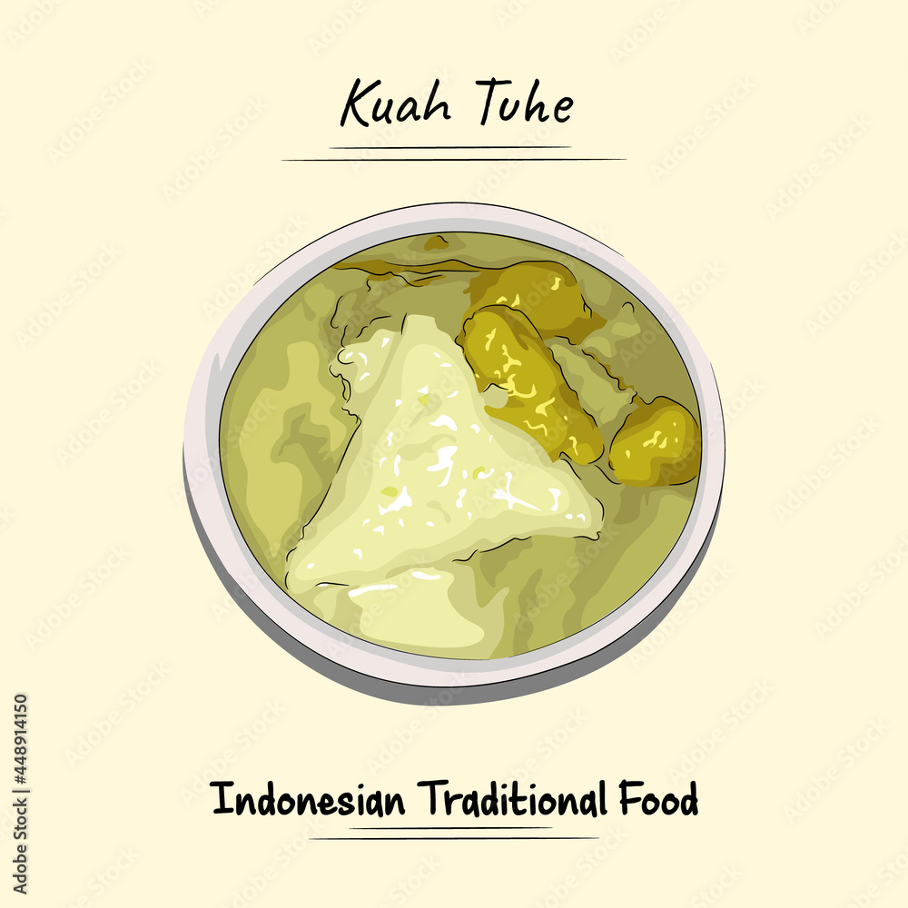 Kuah Tuhe Original Khas Aceh Sketch And Vector Style, Traditional Food ...