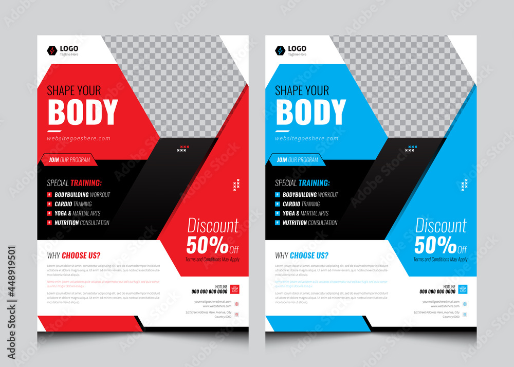 Fitness Gym Flyer Template. Fitness Center Or Other Sports Event ...