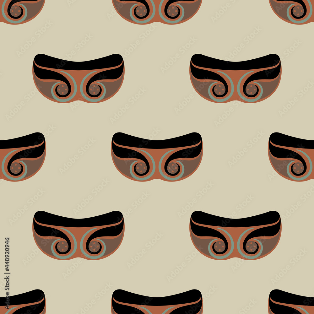 Seamless ethnic pattern with indigenous Native American motifs of Aleut ...