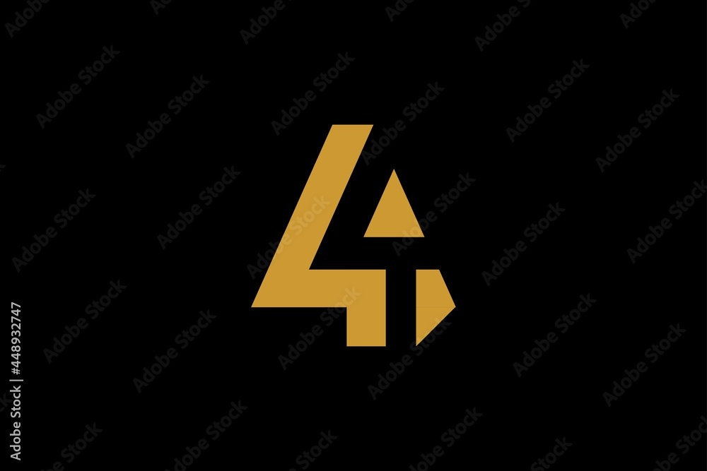 4 monogram in triangle logo design vector. Four icon logo symbols ...