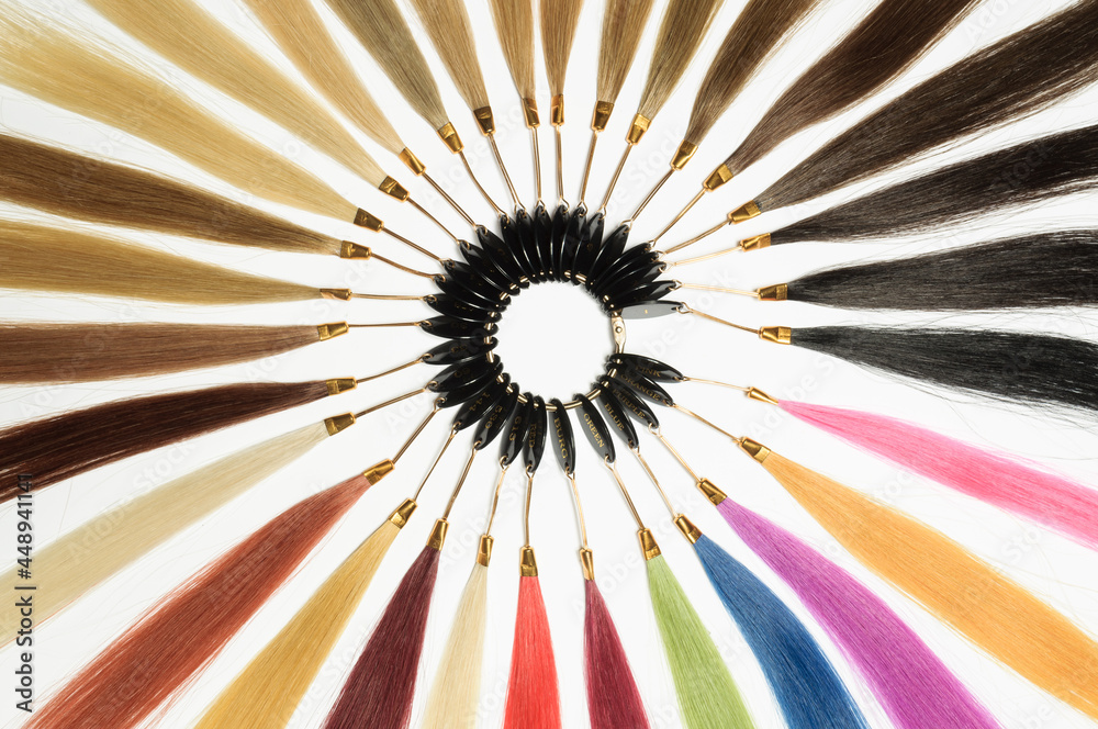 Hair base color palette, hair samples chart, make of human hair Stock ...