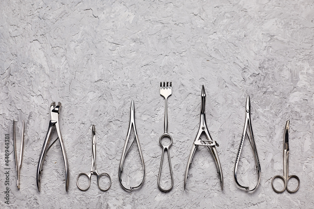 Military medical surgical kit of the early 19th century. Working tool ...