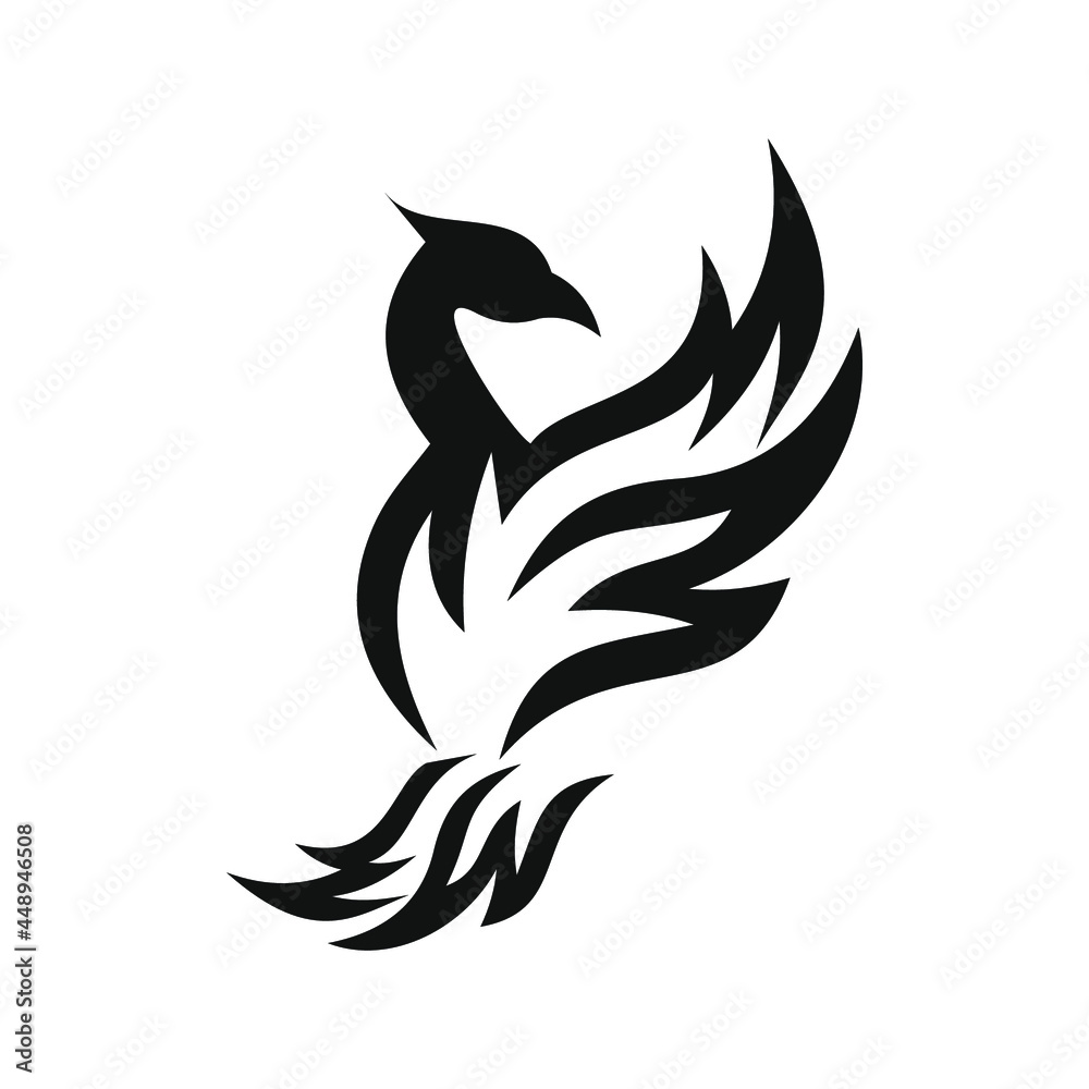 phoenix bird black logo Stock Vector | Adobe Stock