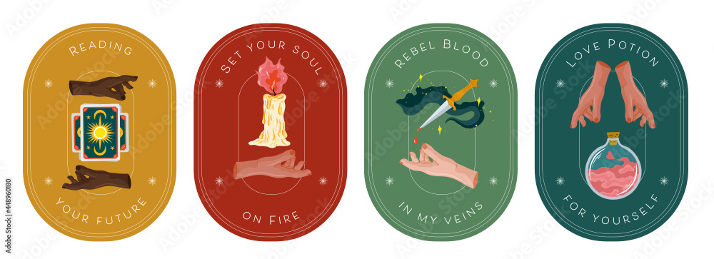 Collection. Vector Illustration Icon, Card, Banner. Ritualistic, Wicca ...
