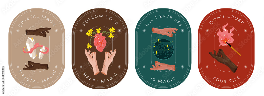 Collection. Vector Illustration Icon, Card, Banner. Ritualistic, Wicca ...