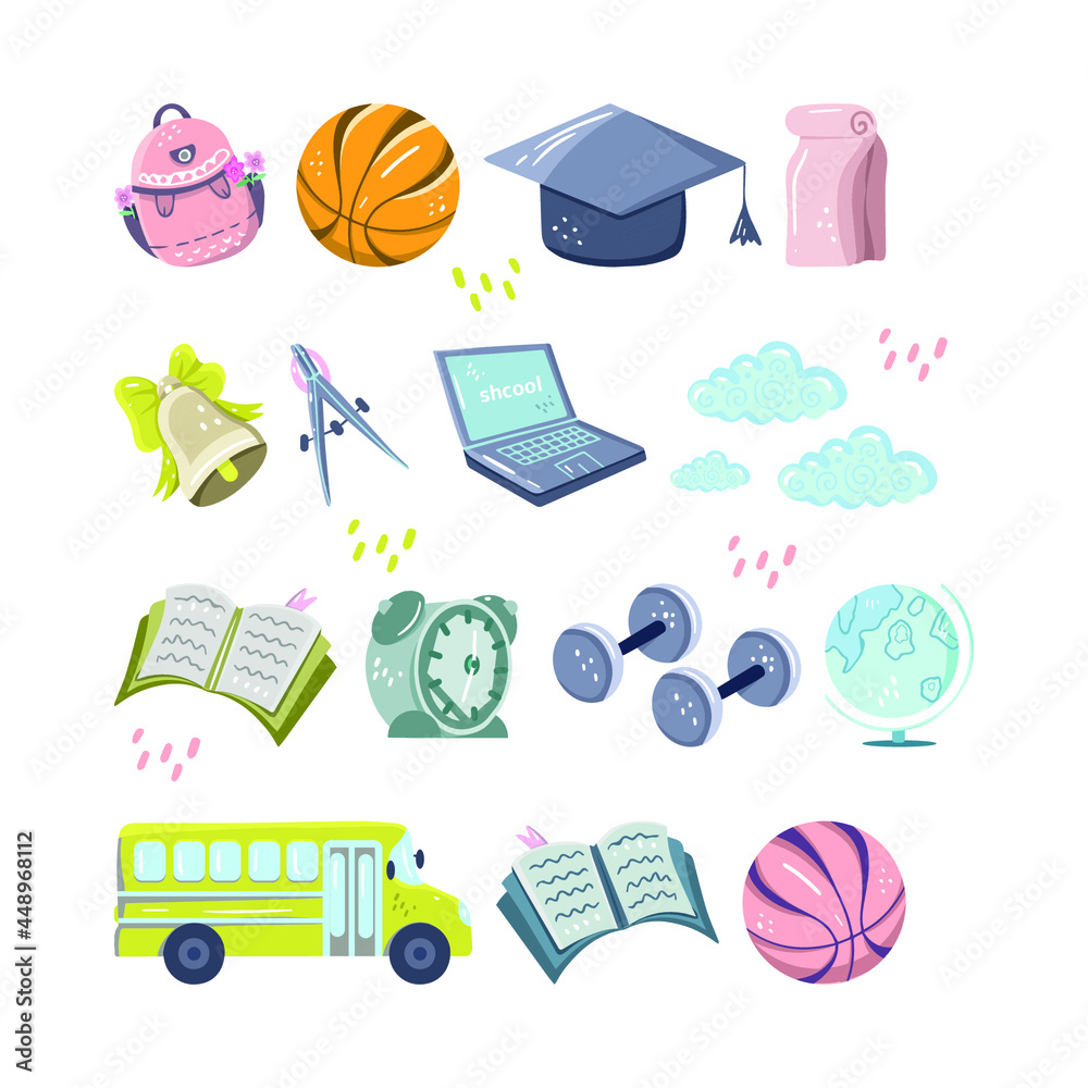 A large vector set for school, the first of September, training ...