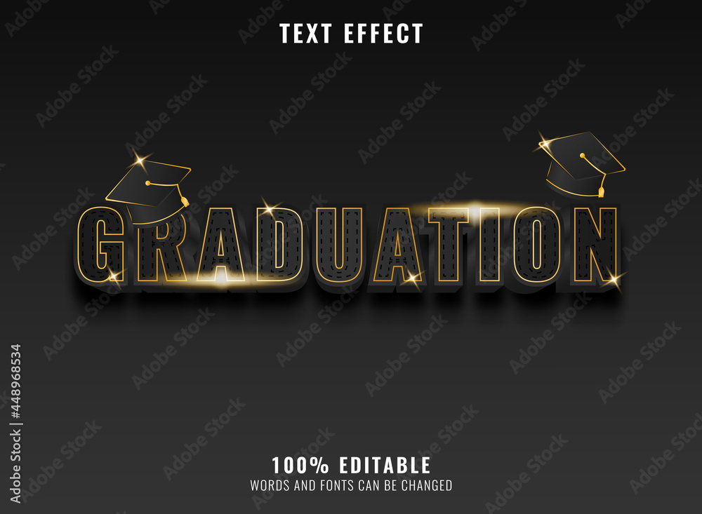 Poster modern golden luxury graduation text effect with cap – Wall Art ...