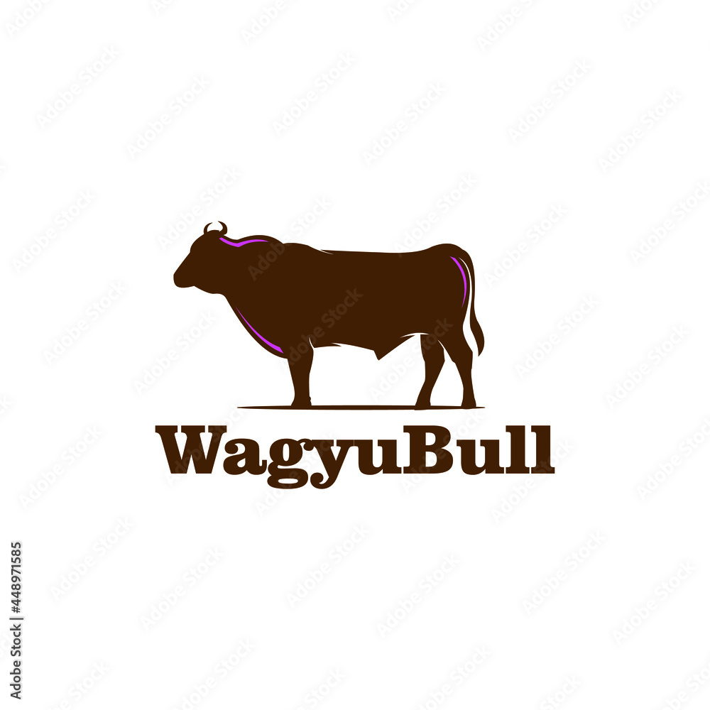 wagyu the bull breeds from japan logo, silhouette of big and strong ...
