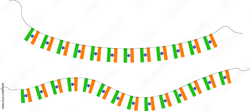 Small bunting of Indian national Flag. Vector illustration and layout ...