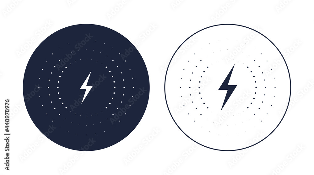Wireless charger icon. Vector energy thunder lightning bolt sign in a ...