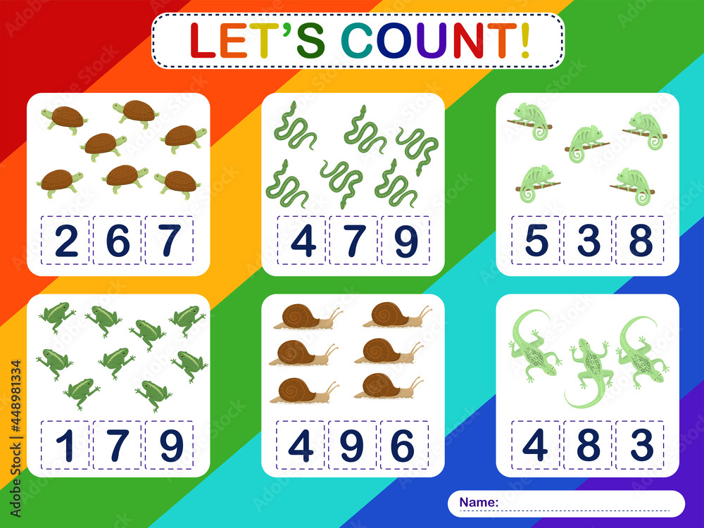 Educational counting math game for preschool children on the theme of ...