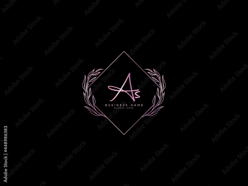 Letter AS Logo, feminine floral as logo icon vector for business or ...