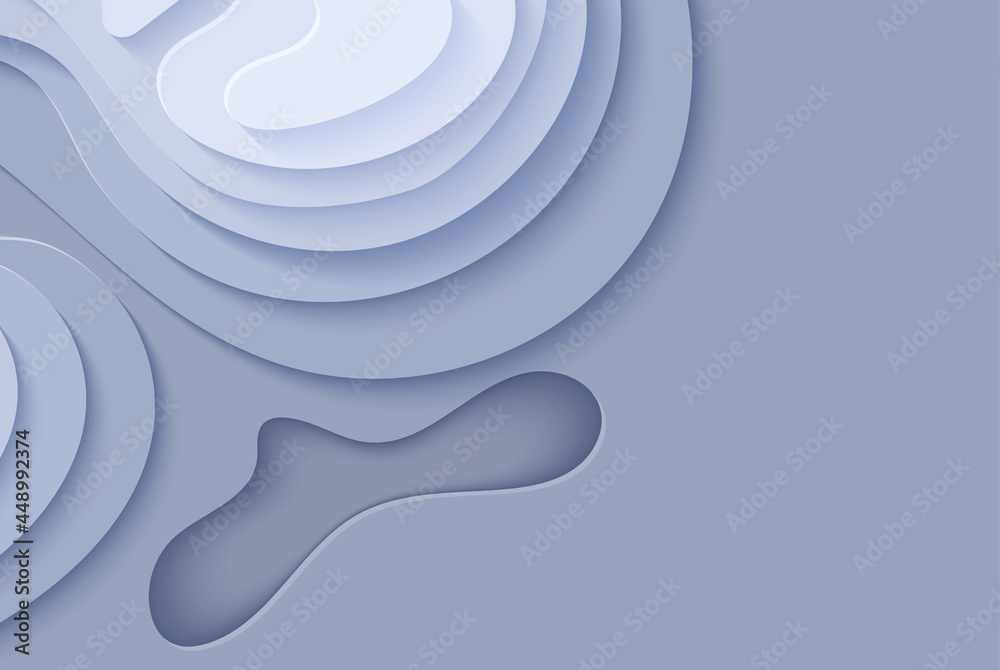 Topographic map in paper cut style. 3d abstract background with cut out ...