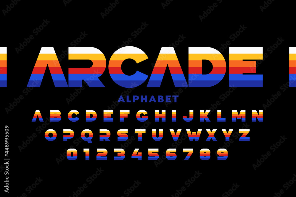 Vetor de Arcade game retro style font design, alphabet letters and ...